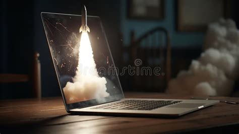 Rocket Launch Startup And Business Concept Al Generated Stock Illustration Illustration Of