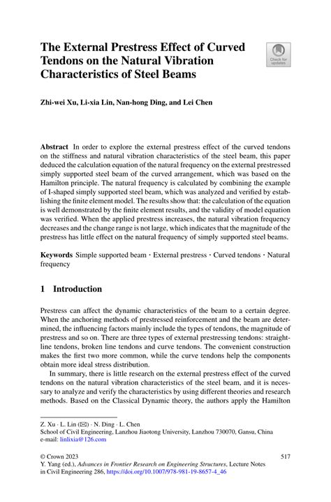 Pdf The External Prestress Effect Of Curved Tendons On The Natural