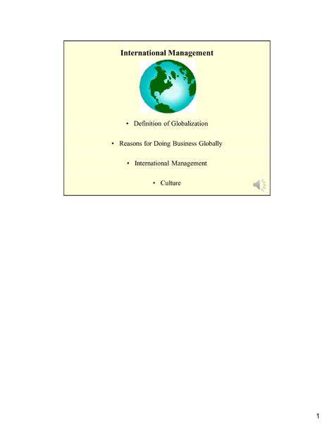 MGT Power Point 6 International Management I For Many Years People Have Been Saying Its