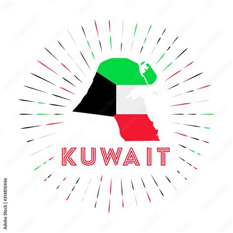 Kuwait Sunburst Badge The Country Sign With A Map Of Kuwait With The Kuwaiti Flag Colorful