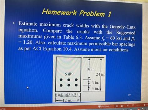 Solved Homework Problem 1 Estimate Maximum Crack Widths With