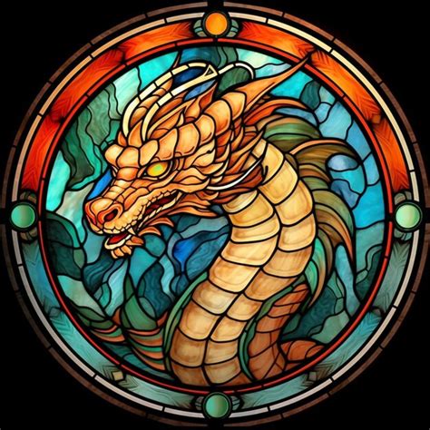 Premium Ai Image A Close Up Of A Dragon In A Stained Glass Window Generative Ai