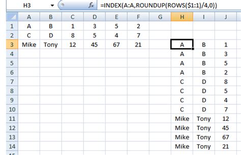 excel access transpose some column data into row records stack
