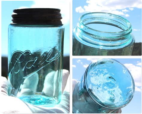 Antique Triple L Logo Ball Fruit Jar With Zinc Lid Blue Pint Size