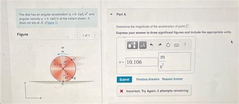 solved the disk has an angular acceleration α 6 rad s2 and