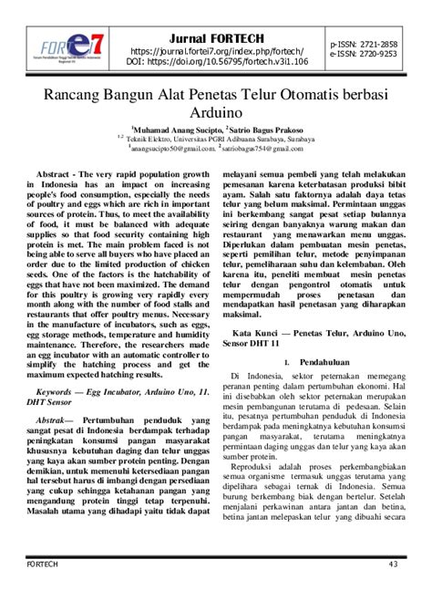 Pdf Rancang Bangun Alat Penetas Telur Otomatis Berbasi Arduino