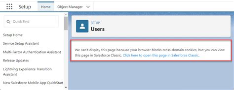 We Cant Display This Page Because Your Browser Blocks Cross Domain Cookies In Salesforce Classic
