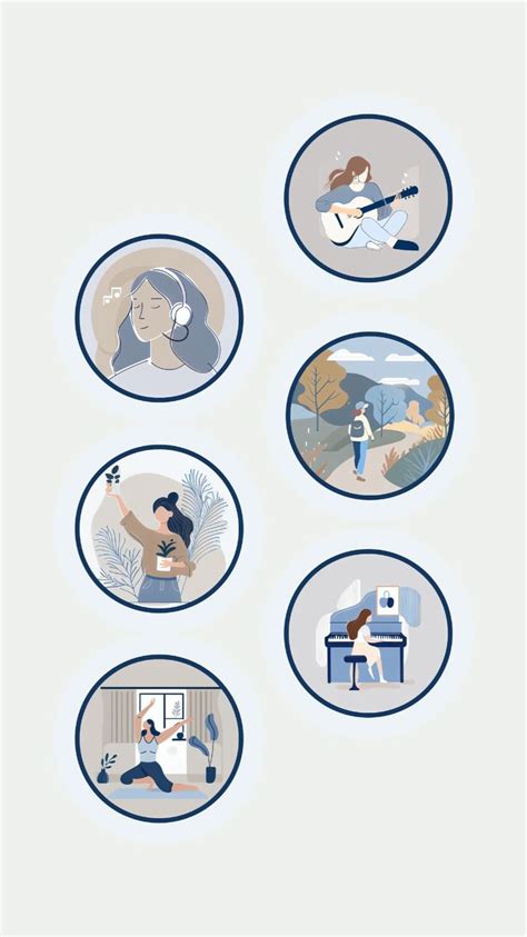 Minimalist Lifestyle Highlight Covers Social Media Page Design Icon Illustration Digital Drawing