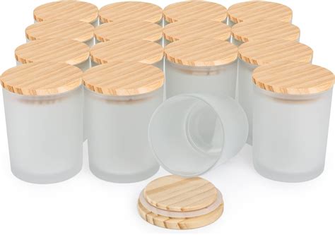 Buy 16 Pcs 6 Oz Thick Glass Jars With Wood Lids Clear Empty Jars For