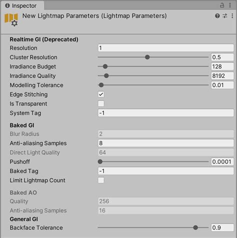Lightmap Parameters アセット Unity マニュアル