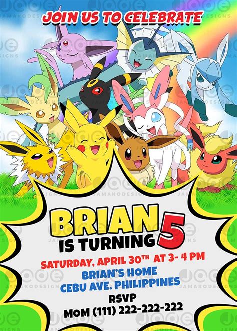 Pikachu Birthday Party Invitations Templates Pokemon Birthday