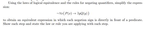 Solved Using The Laws Of Logical Equivalence And The Rules
