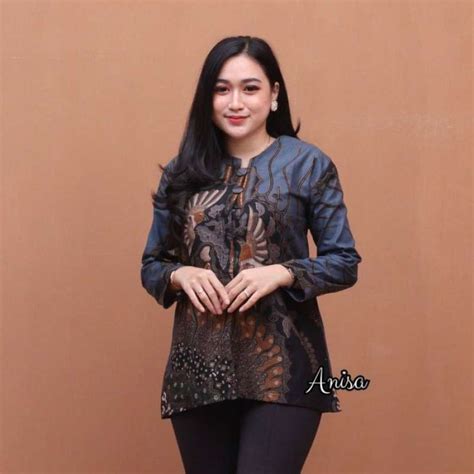 Jual Blouse Batik Kerja Wanita Modern Hrb 026 Kekinian By Batik Nina