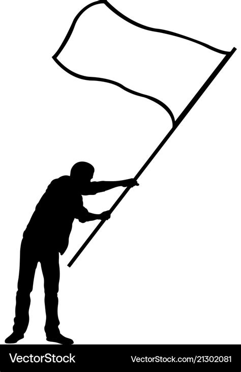Silhouette Of Man Waving Flag Royalty Free Vector Image