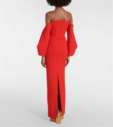 Lotta Off Shoulder Crêpe Gown In Red Solace London Mytheresa