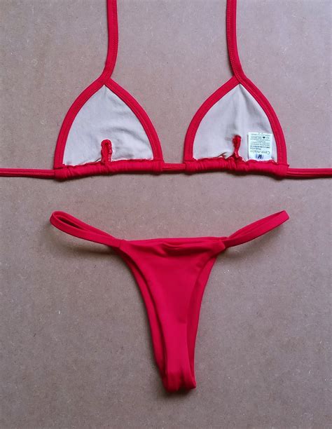 Biquini Fio Dental Fita Vermelho Carol Moda Praia