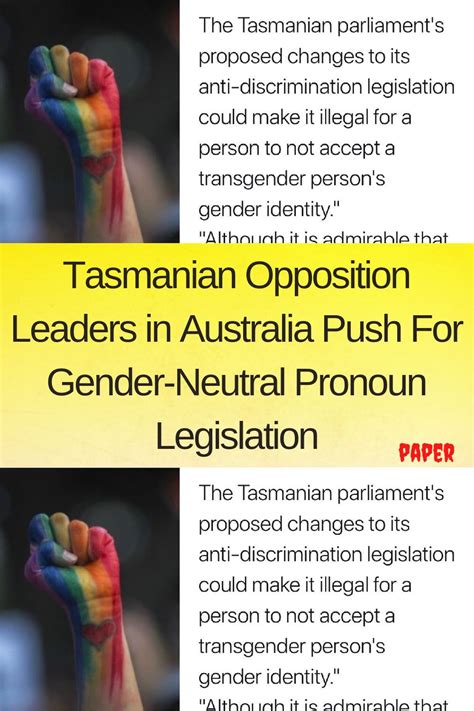 Tasmanian Opposition Leaders In Australia Push For Gender Neutral Pronoun Legislation Artofit