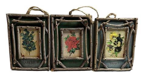 Handmade Rustic Twig Frame Flower Art Lodge Lake House Decor Primitive Handmade Rustic Twig Frame Flower Art Lodge Lake House Decor Primitive