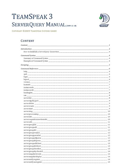 Ts3 Server Query Manual Pdf Port Computer Networking Server Computing