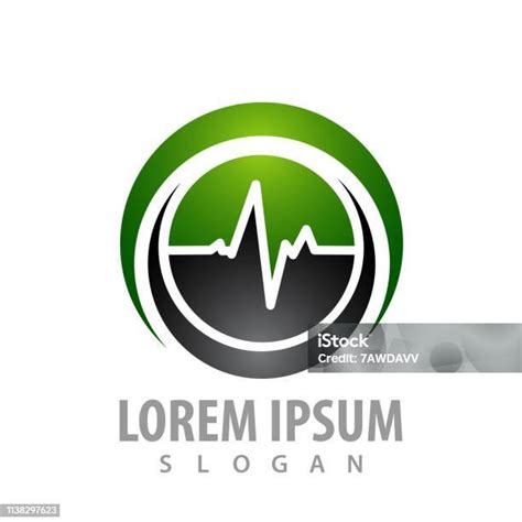 원형 녹색 하트 비트 개념 디자인입니다 기호 그래픽 템플릿 요소 벡터 건강관리와 의술에 대한 스톡 벡터 아트 및 기타 이미지