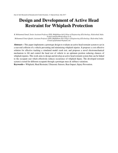 Pdf Jour Of Adv Research In Dynamical And Control Systems 11 Special Issue