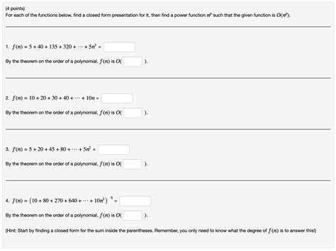 Solved Points For Each Of The Functions Below Find A Chegg Com