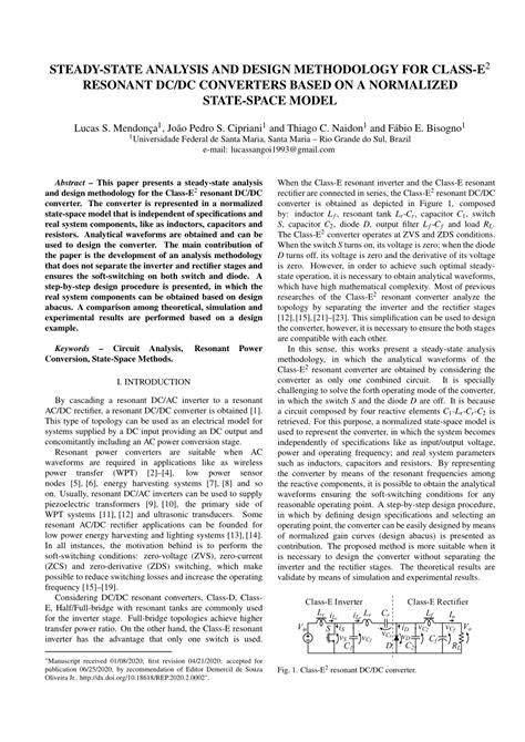 Pdf Steady State Analysis And Design Methodology For Class E² Resonant Dc Dc Converters Based