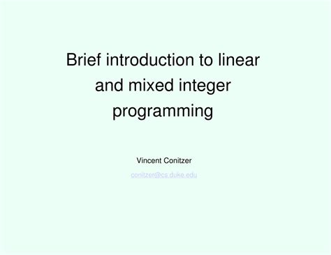 Ppt Introduction To Linear And Mixed Integer Programming Powerpoint Presentation Id9679698