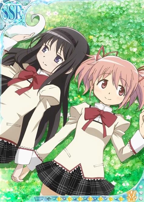 Homura And Madoka Ssr Official Art Madoka Magica Mahō Shōjo Madoka