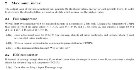 Solved 2 Maximum Index The Output Layer Of Our Neural