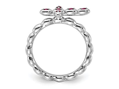 Rhodium Over Sterling Silver Stackable Expressions Cross Lab Created