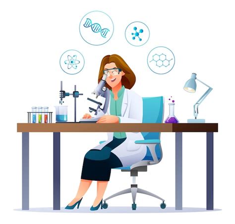 Premium Vector Woman Scientist Doing Scientific Research In Laboratory Conducting Science