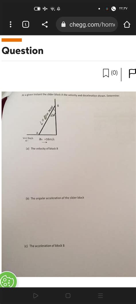 Solved At A Given Instant The Slider Block A The Velocity Chegg