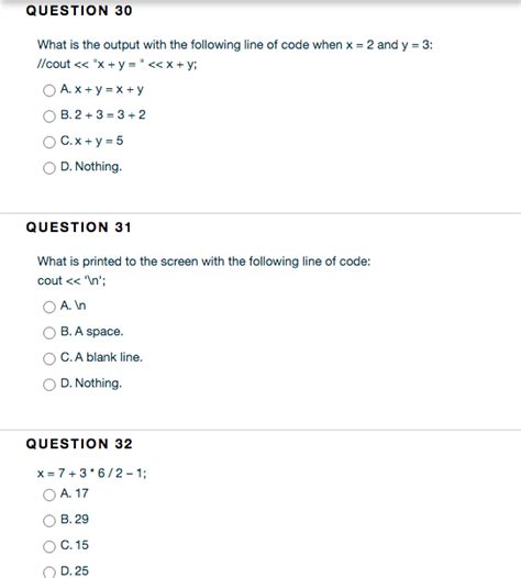 Solved Question 30 What Is The Output With The Following