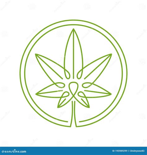 Cannabis Logo In Thin Single Continious Line Stock Vector
