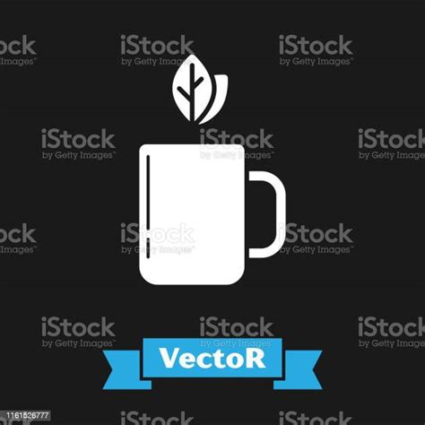 검은 배경에 고립 된 차와 잎 아이콘의 화이트 컵 벡터 일러스트레이션 0명에 대한 스톡 벡터 아트 및 기타 이미지 0명 가득 찬 개념 Istock