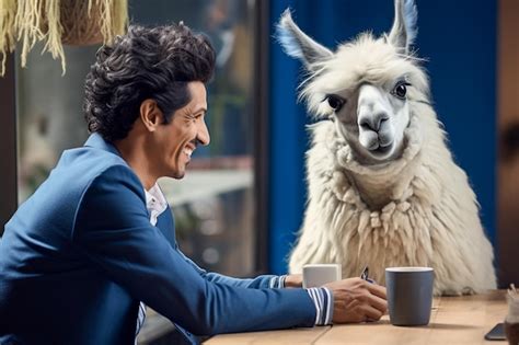 Premium AI Image Llama Chat With Person As Bot Art Wallpaper For Meta AI Model