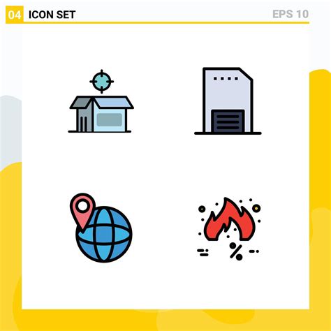 Pictogram Set Of Simple Filledline Flat Colors Of Open Product Global