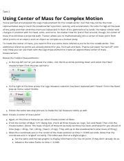 Unit Activity Kinematics 2 Pdf Task 2 Using Center Of Mass For Complex Motion You Ve Plotted