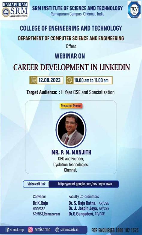 Career Development In Linkedin Srm Ramapuram Srmist Ramapuram