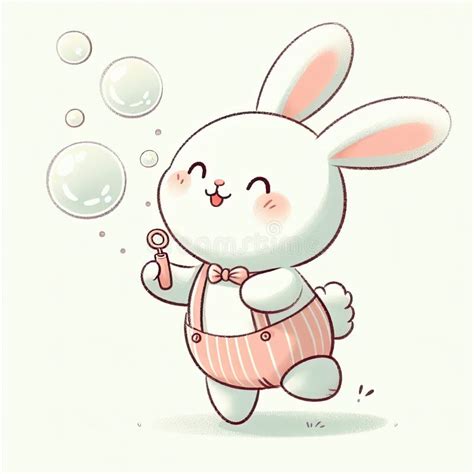 Cute Bunny Enjoying Bubble Fun Stock Illustration Illustration Of