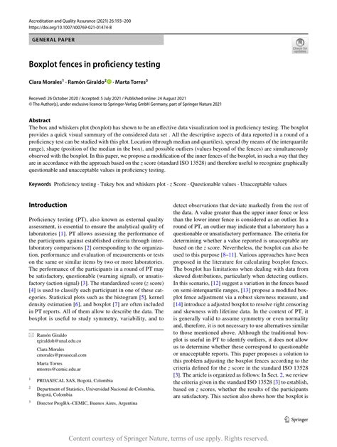 Boxplot Fences In Proficiency Testing Request Pdf