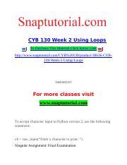 CYB 130 Week 2 Using Loops Docx CYB 130 Week 2 Using Loops To