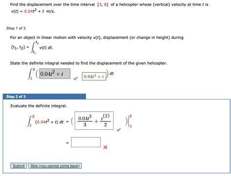 Solved Find The Displacement Over The Time Interval [3 8]