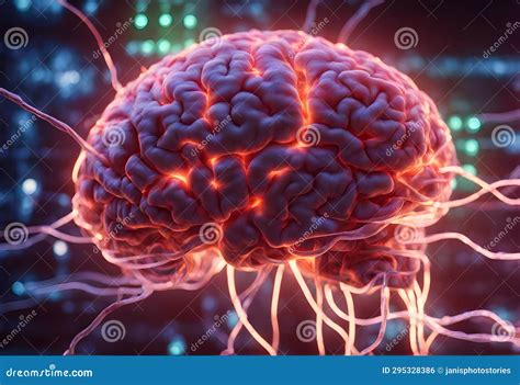 Artificial Intelligence Brains With Glowing Neurons Connected To Cpu The Power Of Artificial