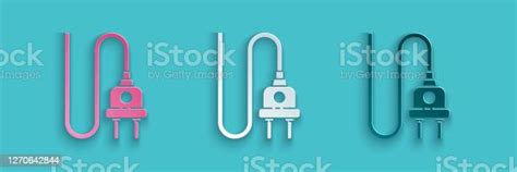 종이 는 파란색 배경에 격리 된 전기 플러그 아이콘을 잘라 전기의 연결 및 단절의 개념 종이 아트 스타일 벡터 일러스트레이션 전기 플러그에 대한 스톡 벡터 아트 및 기타