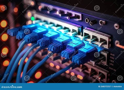 Network Panel Switch And Cable In Data Center Generative Ai Stock