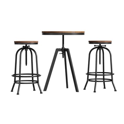 Buy Artiss Bar Table Stools Set Dining Desk Industrial Style Online