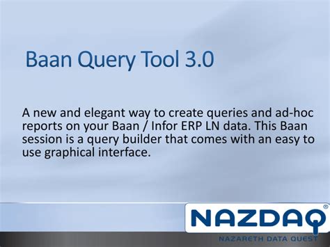 Baan Query Tool Erp Ln Data Reporting And Query Builder