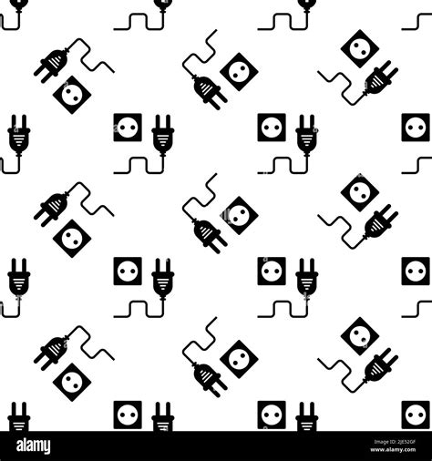 Plug Socket Icon Seamless Pattern Electric Plug Socket Icon Vector Art Illustration Stock